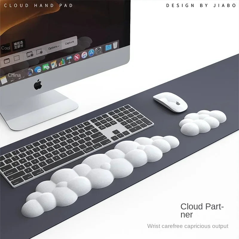 Mouse pad with wrist rest keyboard cloud anti-slip memory foam desktop ...