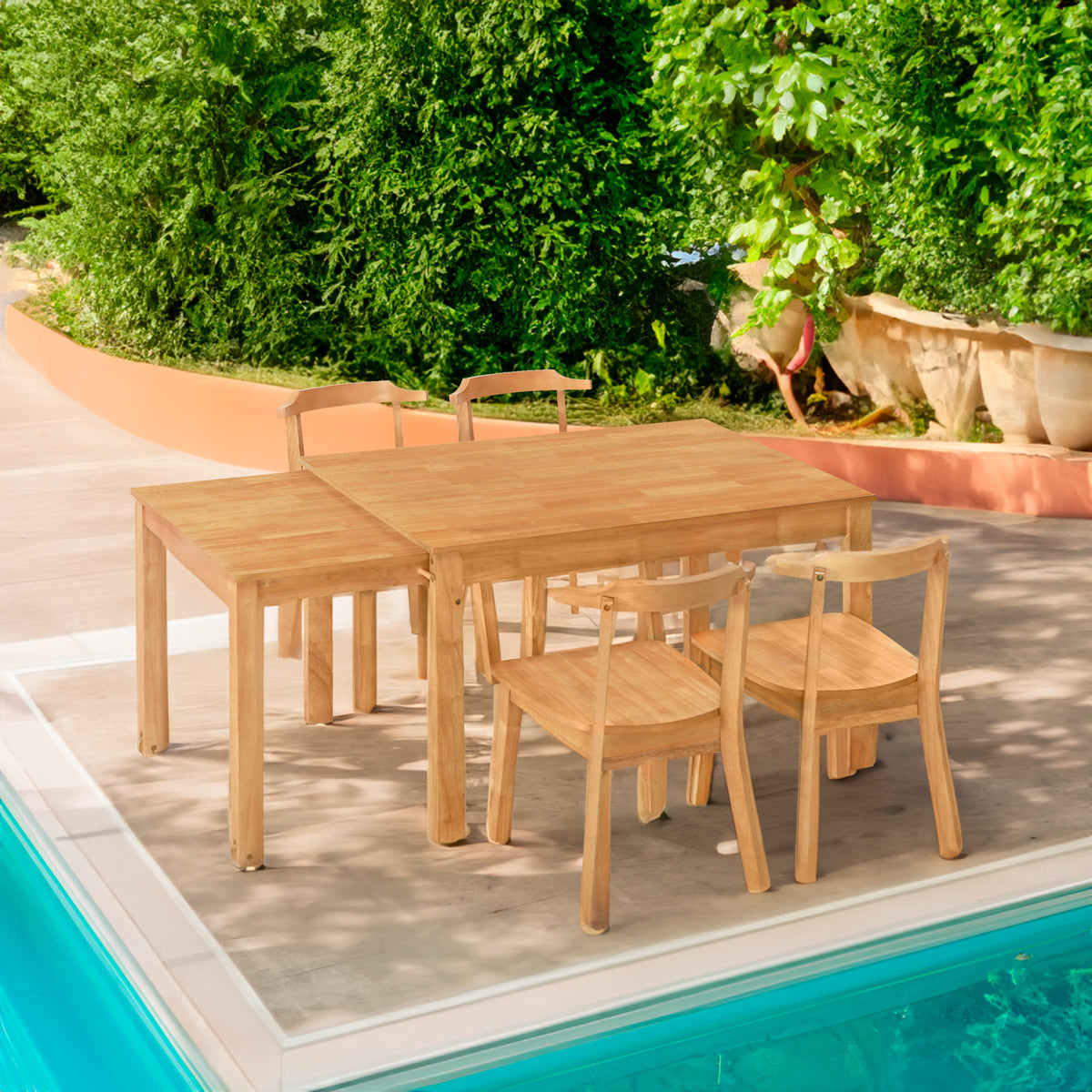 TOPMAX 65 "5-piece set with wheels, expandable dining table set, 17.7 ...