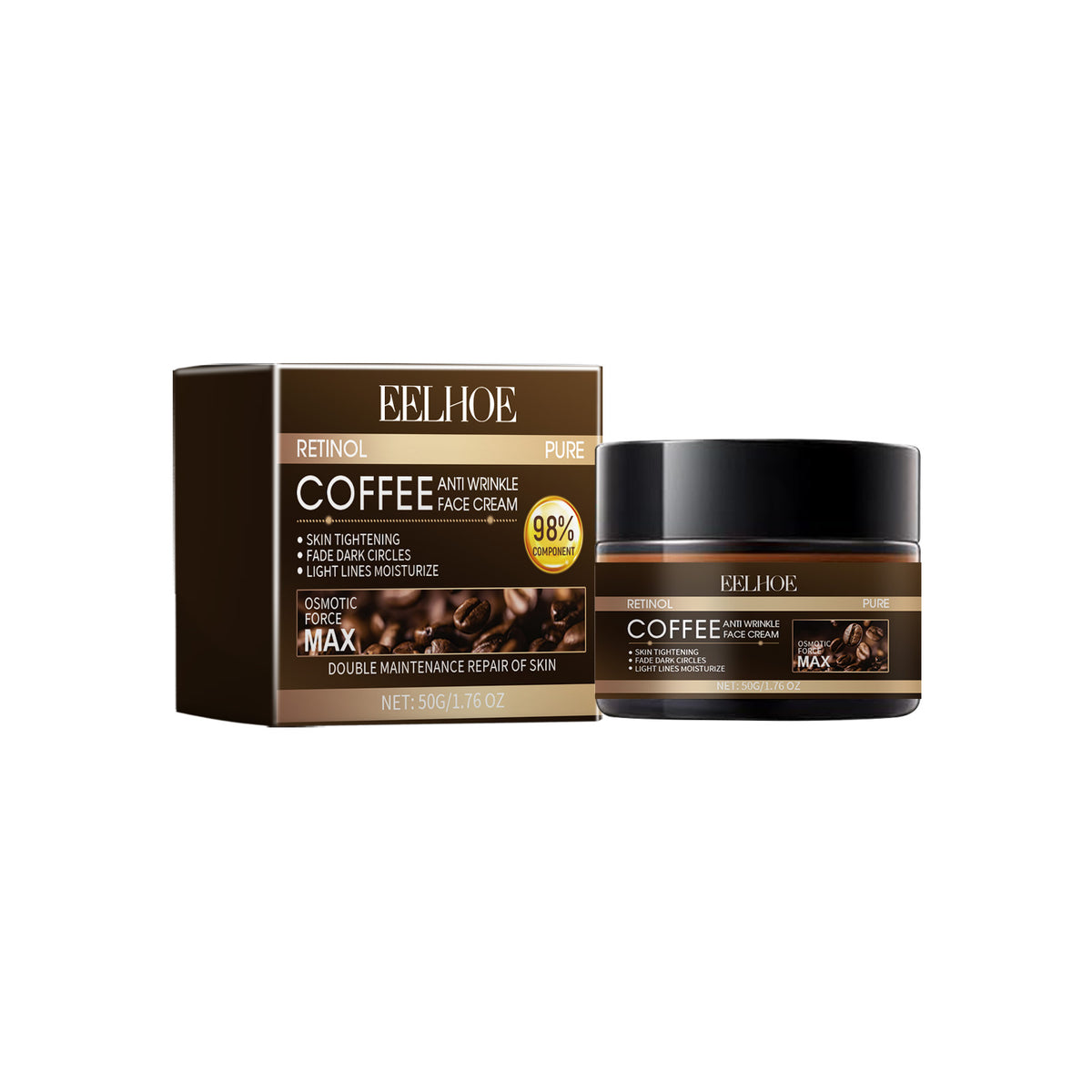Retinol Coffee Anti Wrinkle Face Cream, Repair Damaged Skin Reduce The ...