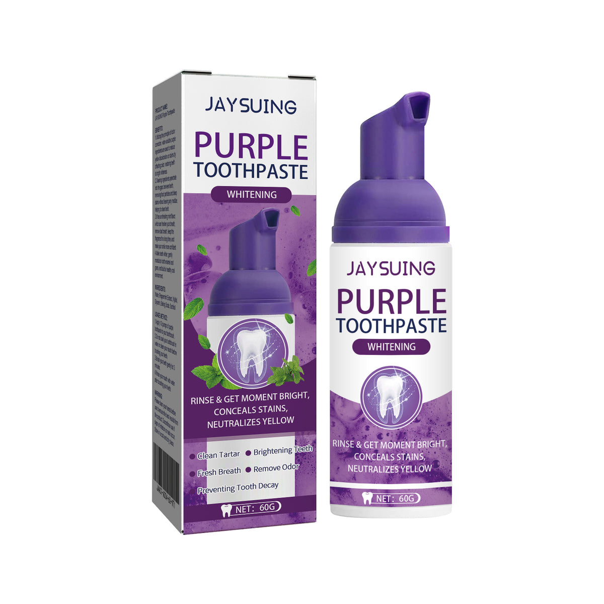 Purple Tooth Whitening Toothpaste, Brightens Teeth Cleans Stains And R ...