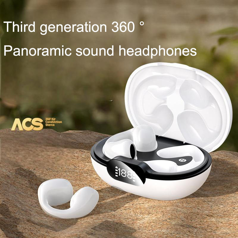 Clip on wireless Bluetooth earphones 5.3 clip on bone conduction sport ...