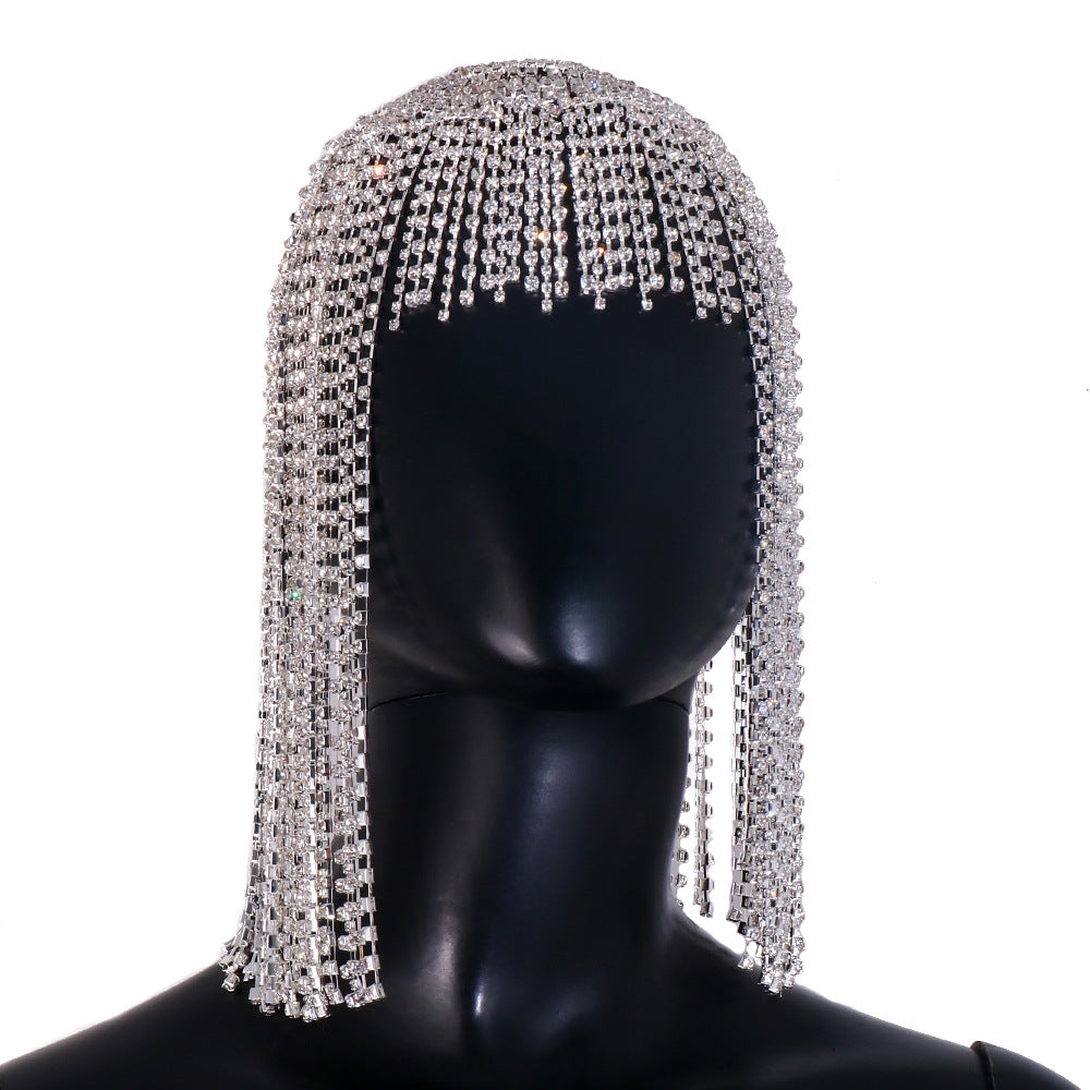 Exaggerated long flowing Su hair chain nightclub stage performance rhi ...