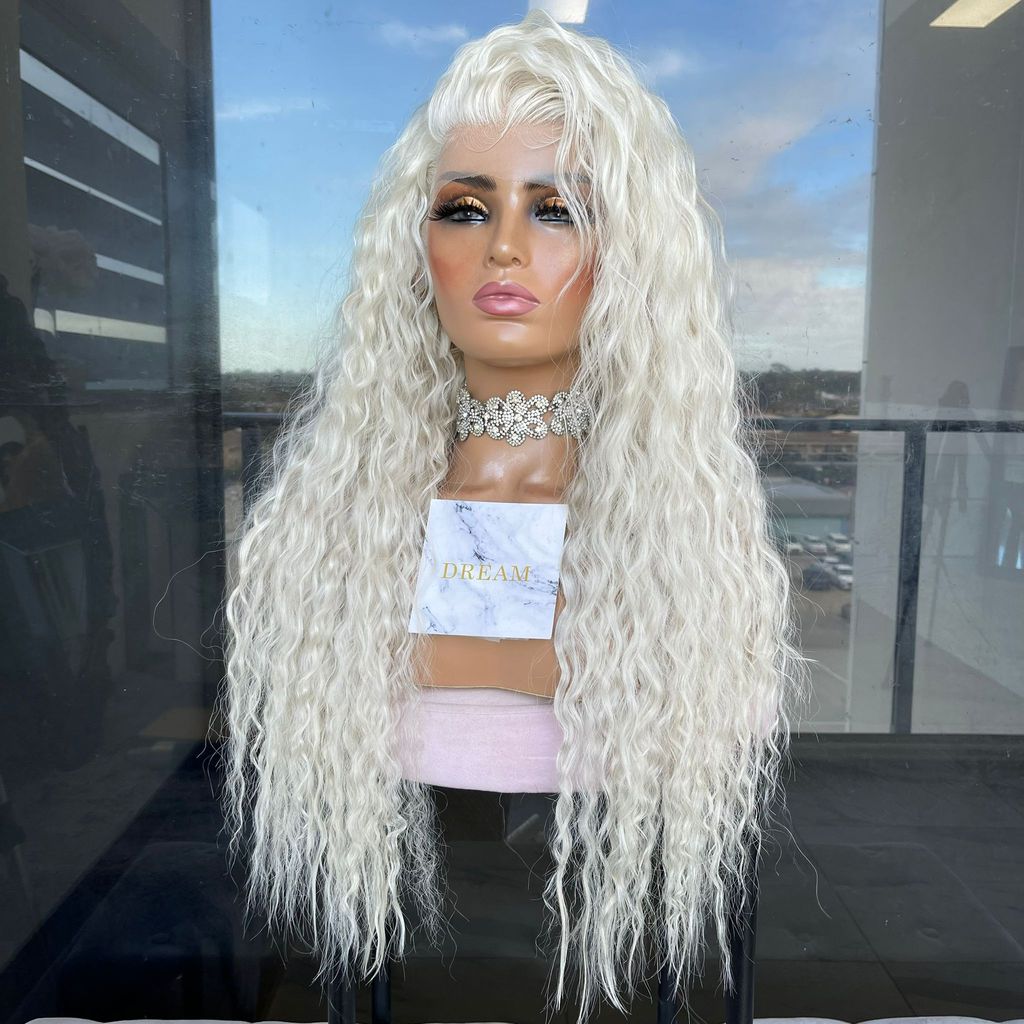Wig Ladies Front Lace Chemical Fiber Long Curly Hair Set Wig Chemical ...