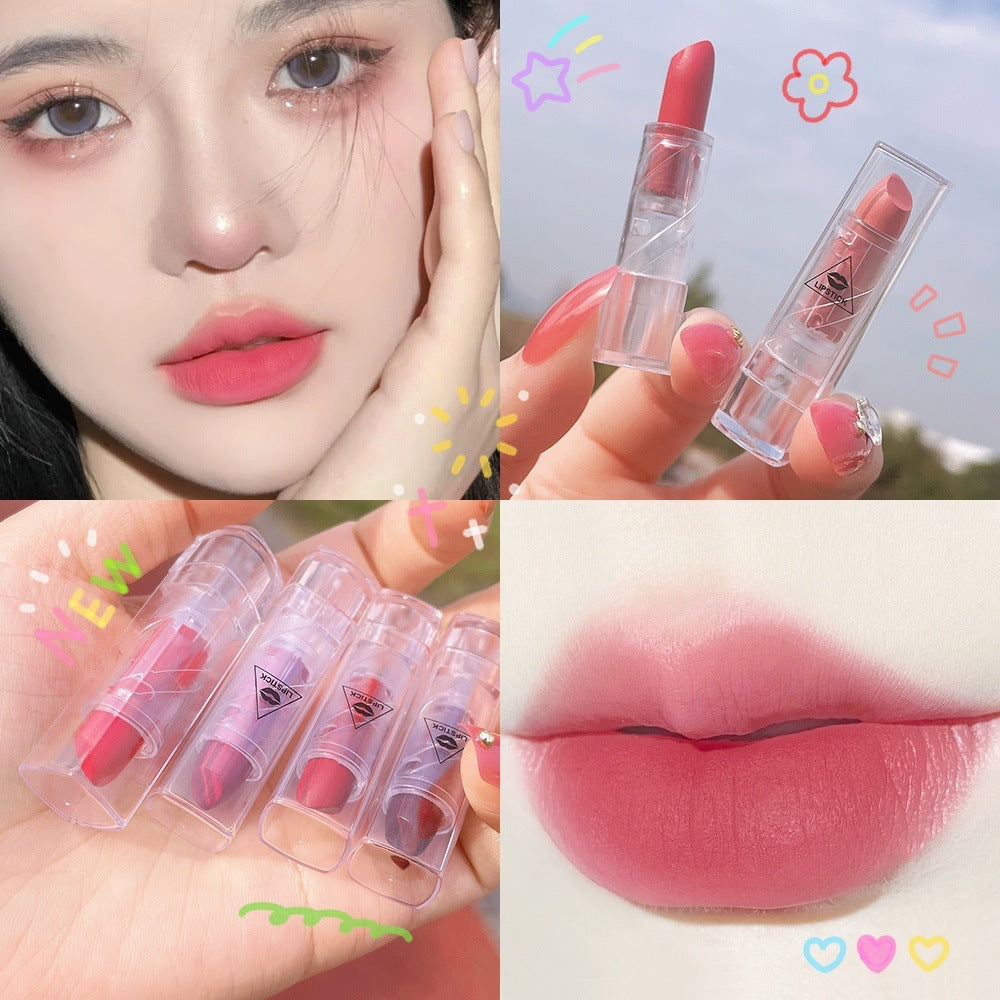 Transparent Shell Lipstick Matte Peach Pink Student Model Plain White ...