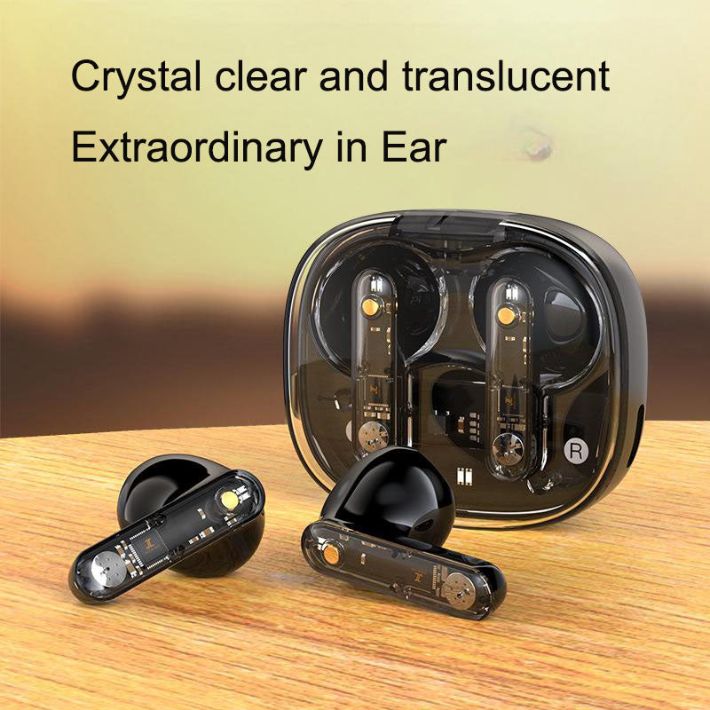 Bluetooth earphones with transparent compartment for hanging rope, wir ...