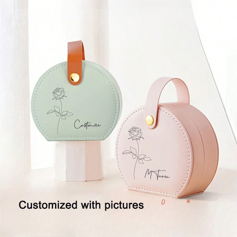 Customized pattern PU jewelry box for high-end travel rings necklaces ...