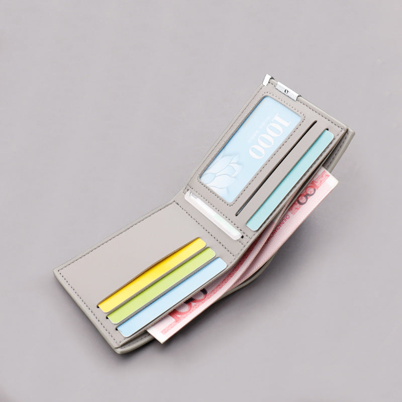 Men's Short Wallet Simple Ultra Thin Gray Can Hold Driver License Wall ...
